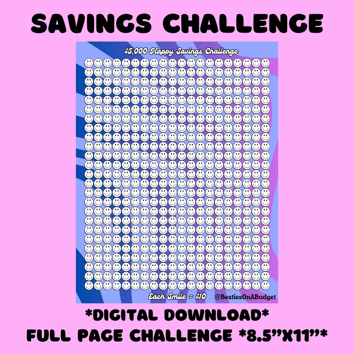 Happy Savings Challenge, New Year Savings Challenge, Savings Tracker ...