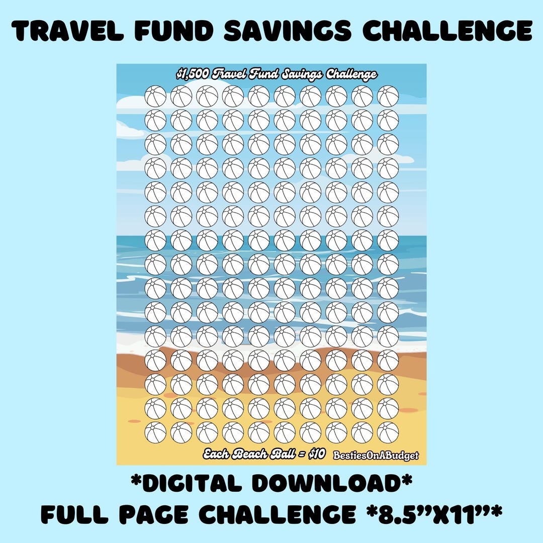 Travel Fund Savings Challenge, Vacation Savings, Travel Savings Savings ...