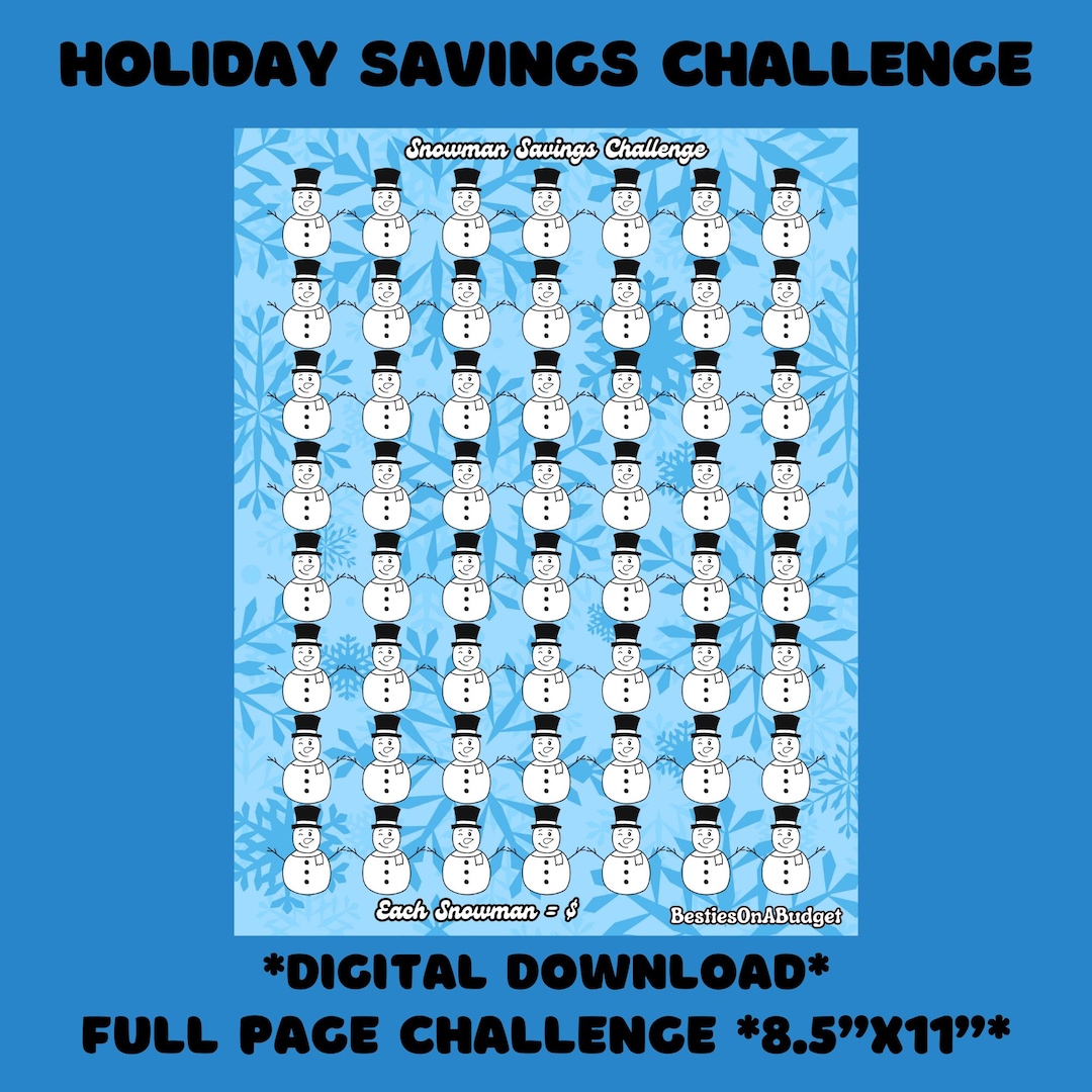 Snowman Savings Challenge, Winter Savings Challenge, Holiday Saving ...