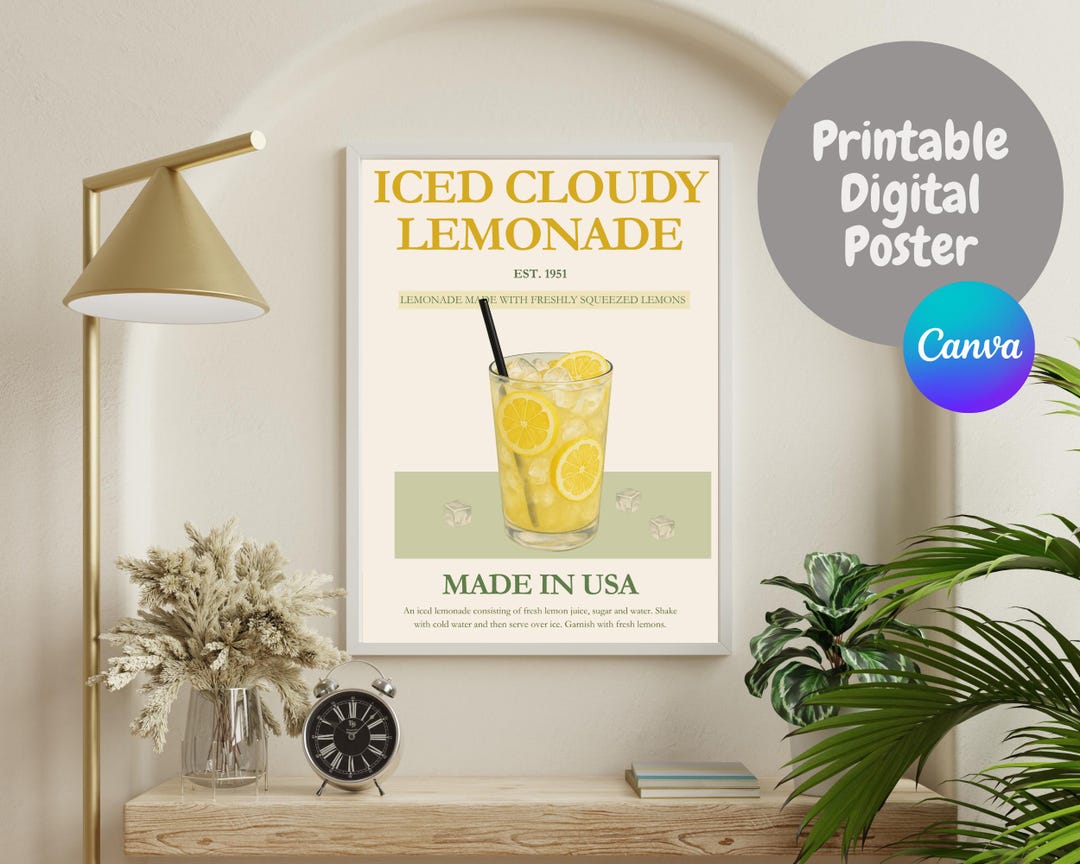 Cloudy Lemonade Poster | Digital Print | Digital Wall Art | - Etsy