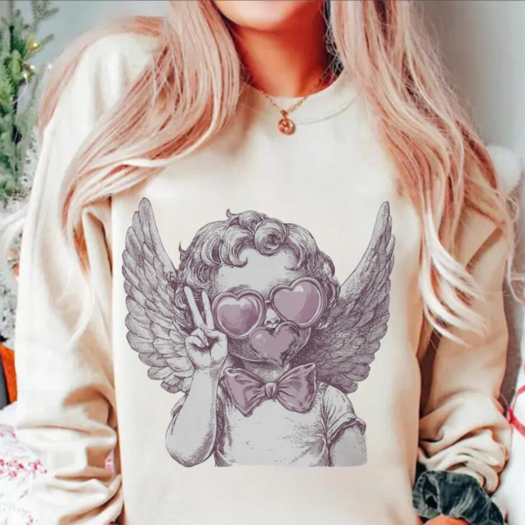 Retro Cupid Valentine Blowing Bubble PNG, Vintage Valentines Day Png ...