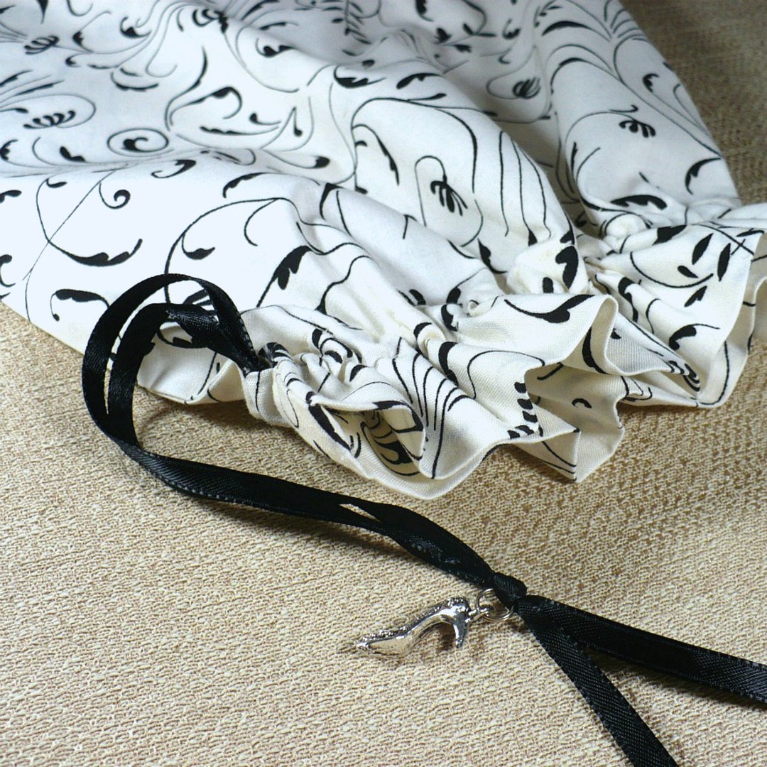 Shoe Bag, Black White Flourish, Travel Shoe Bag, Drawstring Bag ...