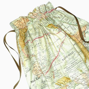 Laundry Bag, Travel, World Map Fabric, Green, Lingerie, Drawstring Bag ...