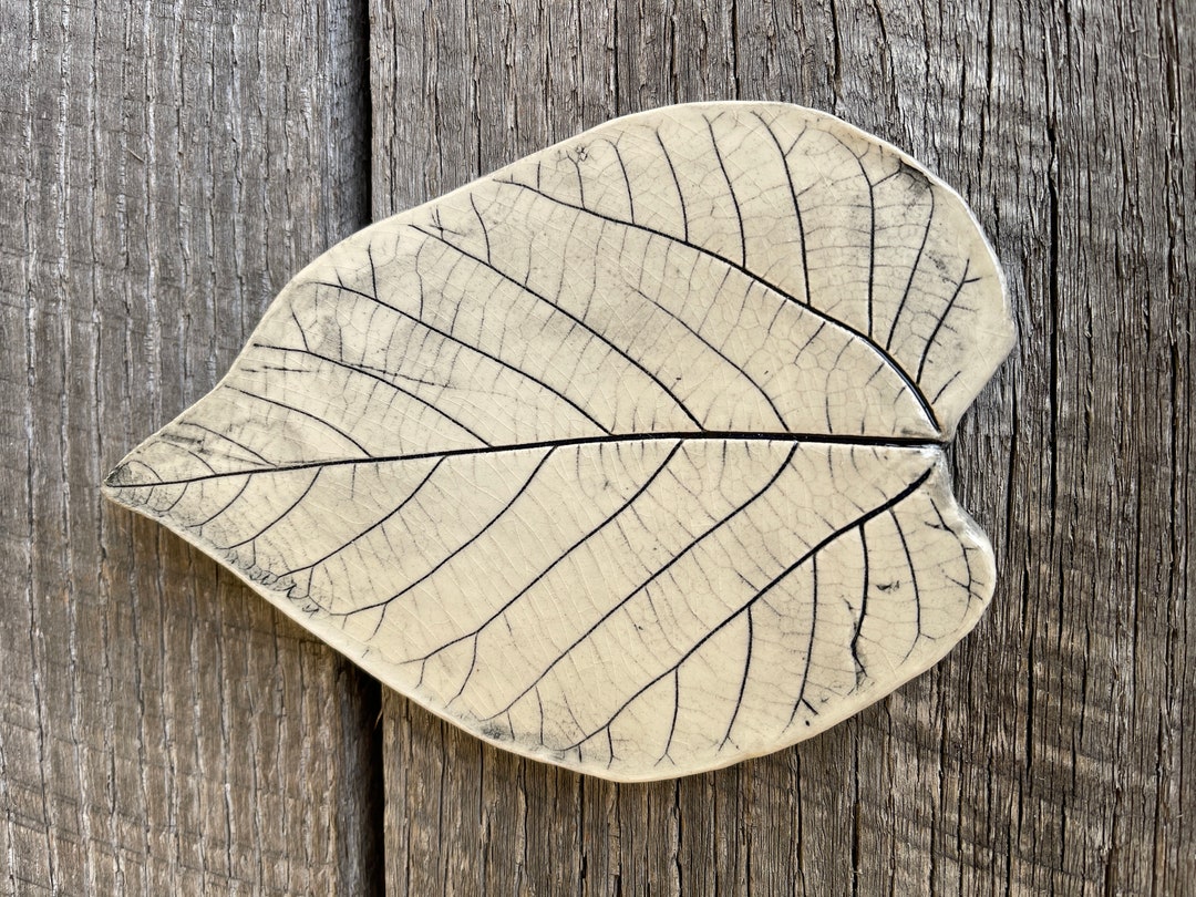 Handmade Spoon Rest / Small Space Spoon Rest / Leaf Imprint Design ...