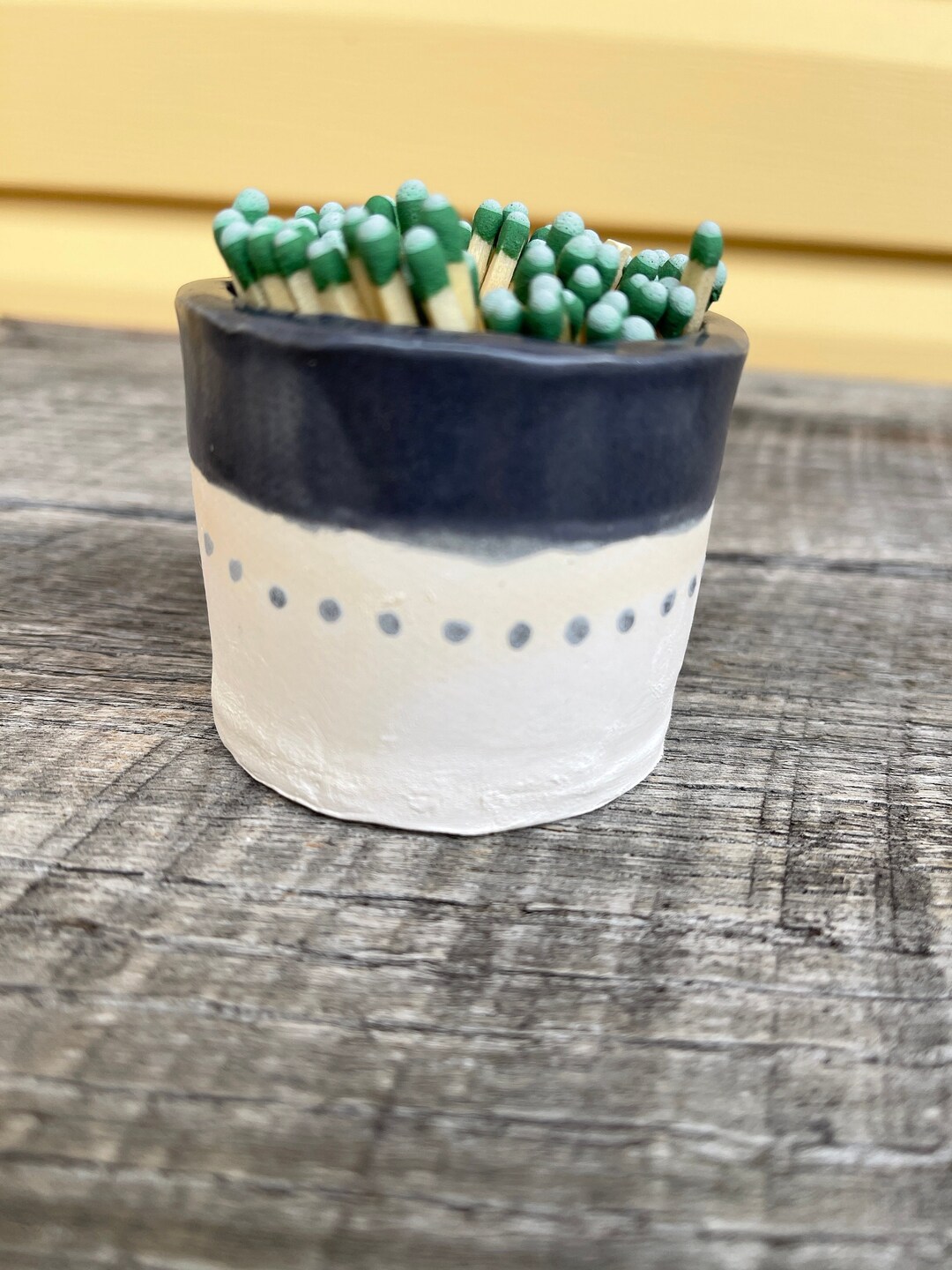 Ceramic Matchstick Holder/striker W/matches - Strike on Side W/ Strike ...