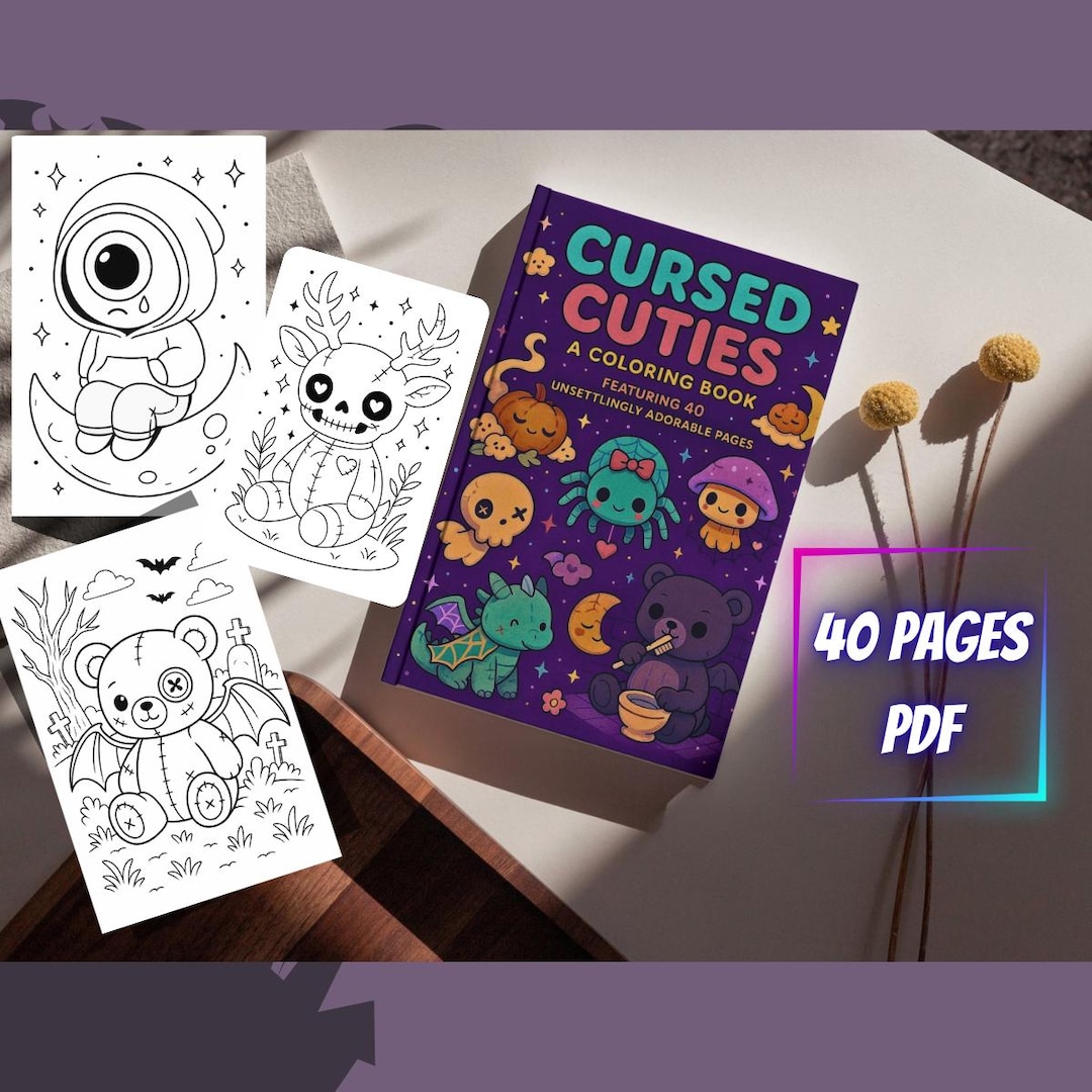 Cursed Cuties™ Coloring Book PDF–40 Unsettlingly Adorable Creatures to ...
