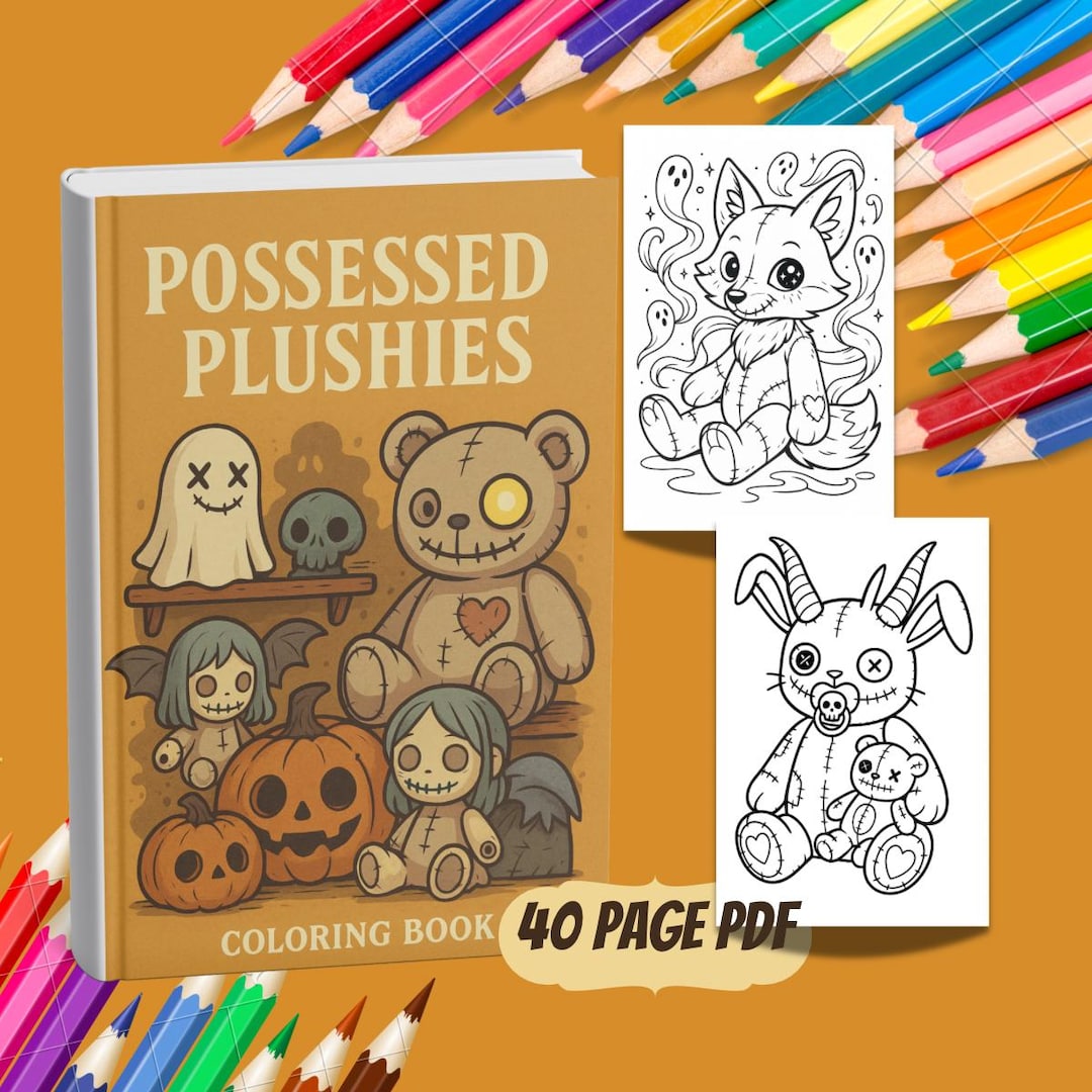 Possessed Plushies Coloring Book: Creepy Kawaii Toys (instant PDF ...