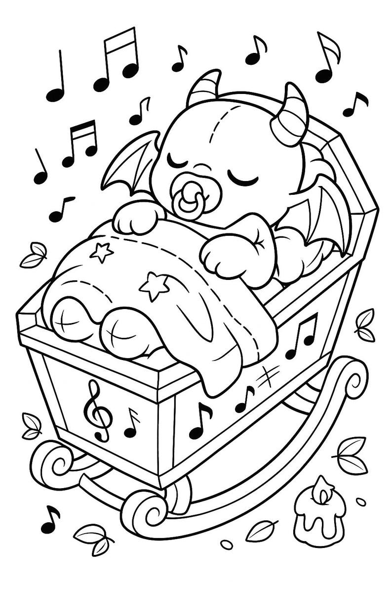 Coffin Cuties Coloring Book: 40 Friendly Monster Pages (instant PDF ...