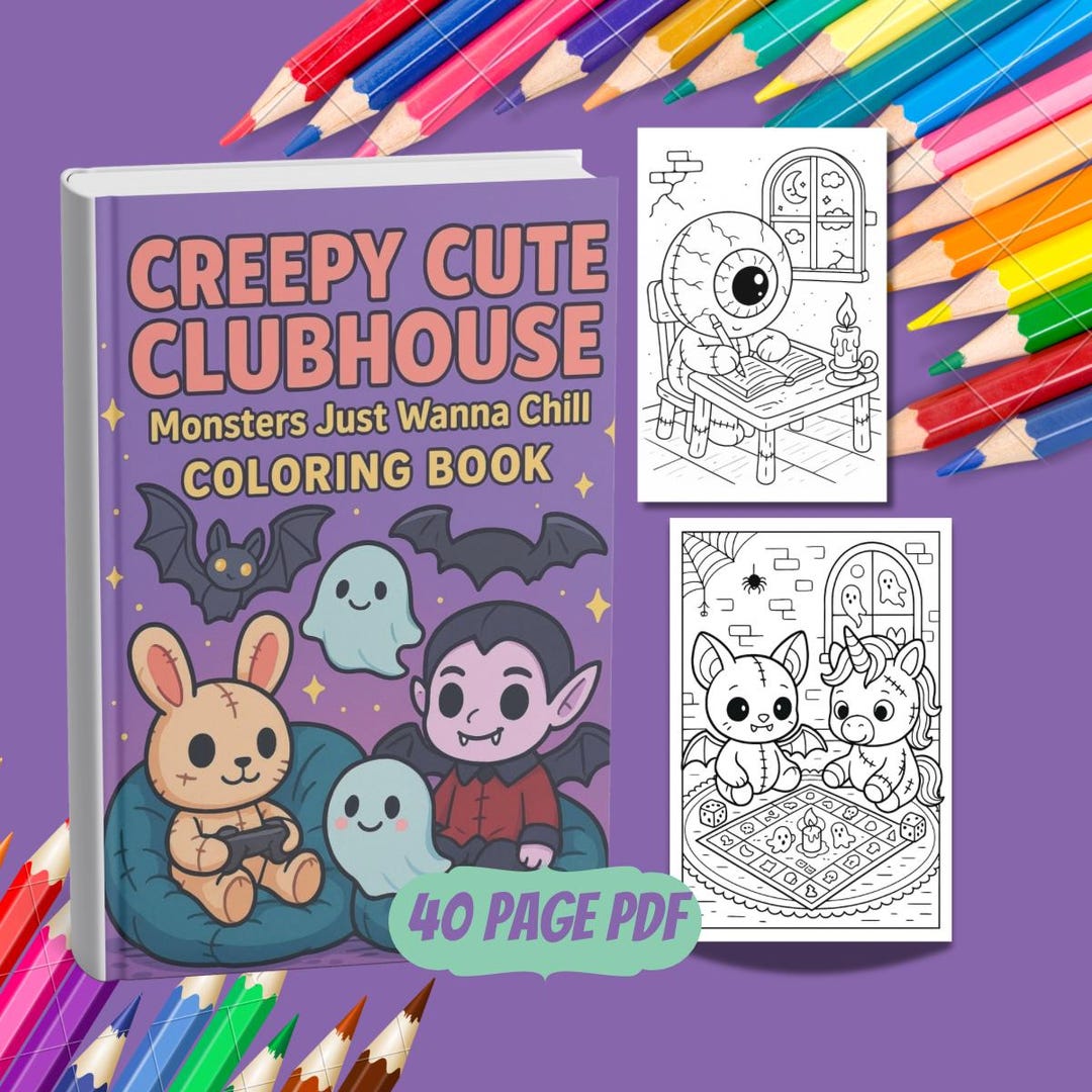 Creepy Coloring Book – Gothic Kawaii Monsters (PDF Download, Book 10 ...