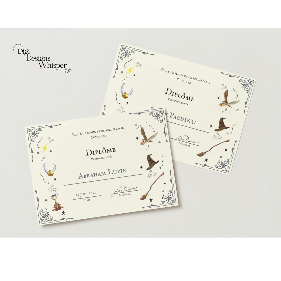 Customizable, Editable and Printable Hogwarts Diploma via Canva. Harry ...