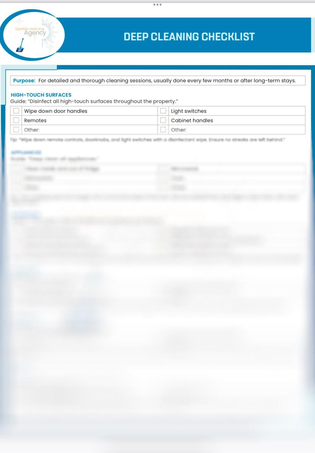 Deep Cleaning Checklist for Airbnb & Vacation Rentals | Word Download ...