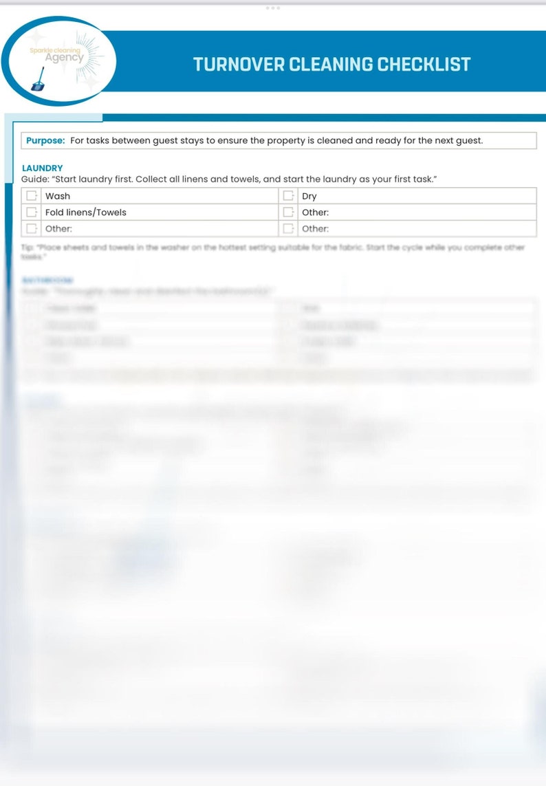 Editable Airbnb Turnover Checklist, Vacation Rental Cleaning Template ...