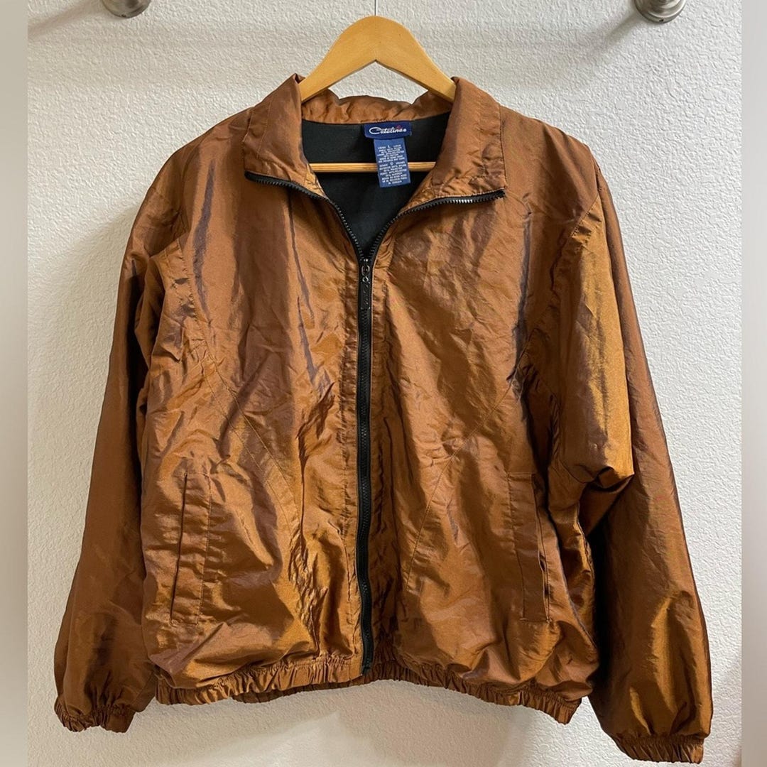 Vintage 80s/90s Catalina Bronze Brown Windbreaker Jacket Women's Large ...