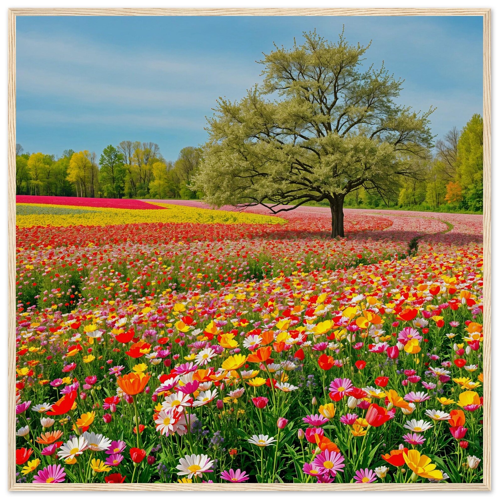 Vibrant Field of Flowers in Summer Framed Poster - Beautiful Wall Decor ...