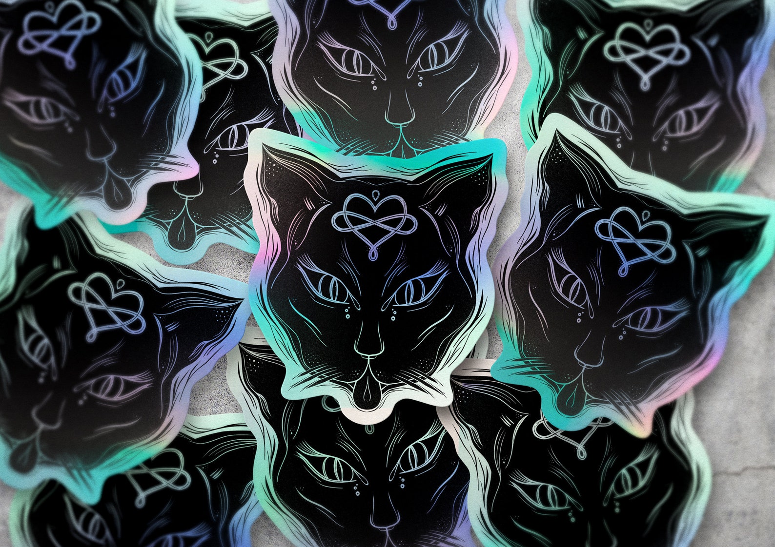 Holographic Cat Sticker 3 Die Cut Decal Symmetrical | Etsy