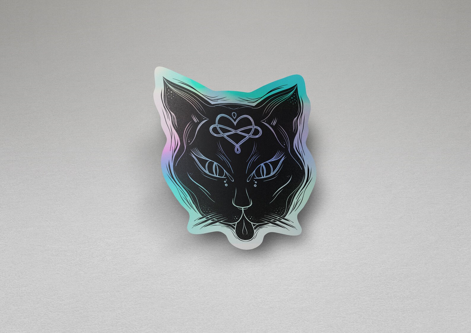 Holographic Cat Sticker 3 Die Cut Decal Symmetrical | Etsy