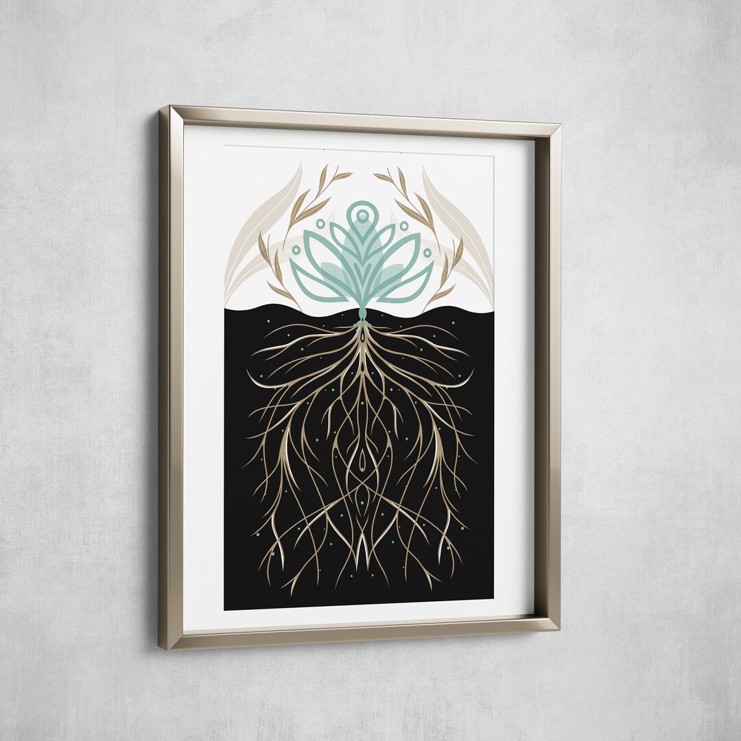 Root Systems Poster: Green, 11x17 Art, Flower Decor, Triptych, Plant ...