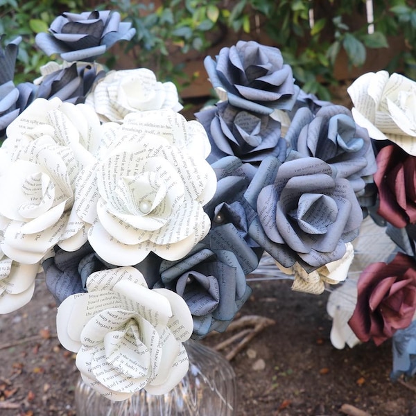 Book Page Flowers - Etsy