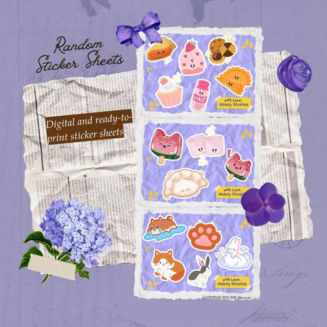 Random Sticker Sheets (desserts and Animals) - Etsy