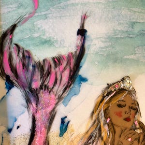 The Vain Mermaid, Mermaid Art, Mermaid Painting, Mermaid Gift, Mermaid ...