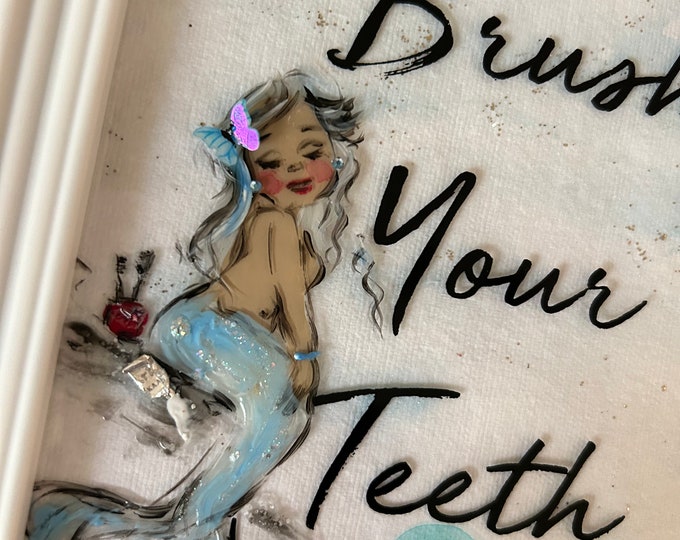 The Vain Mermaid Bathroom Wall Decor Mermaid Art Framed - Etsy