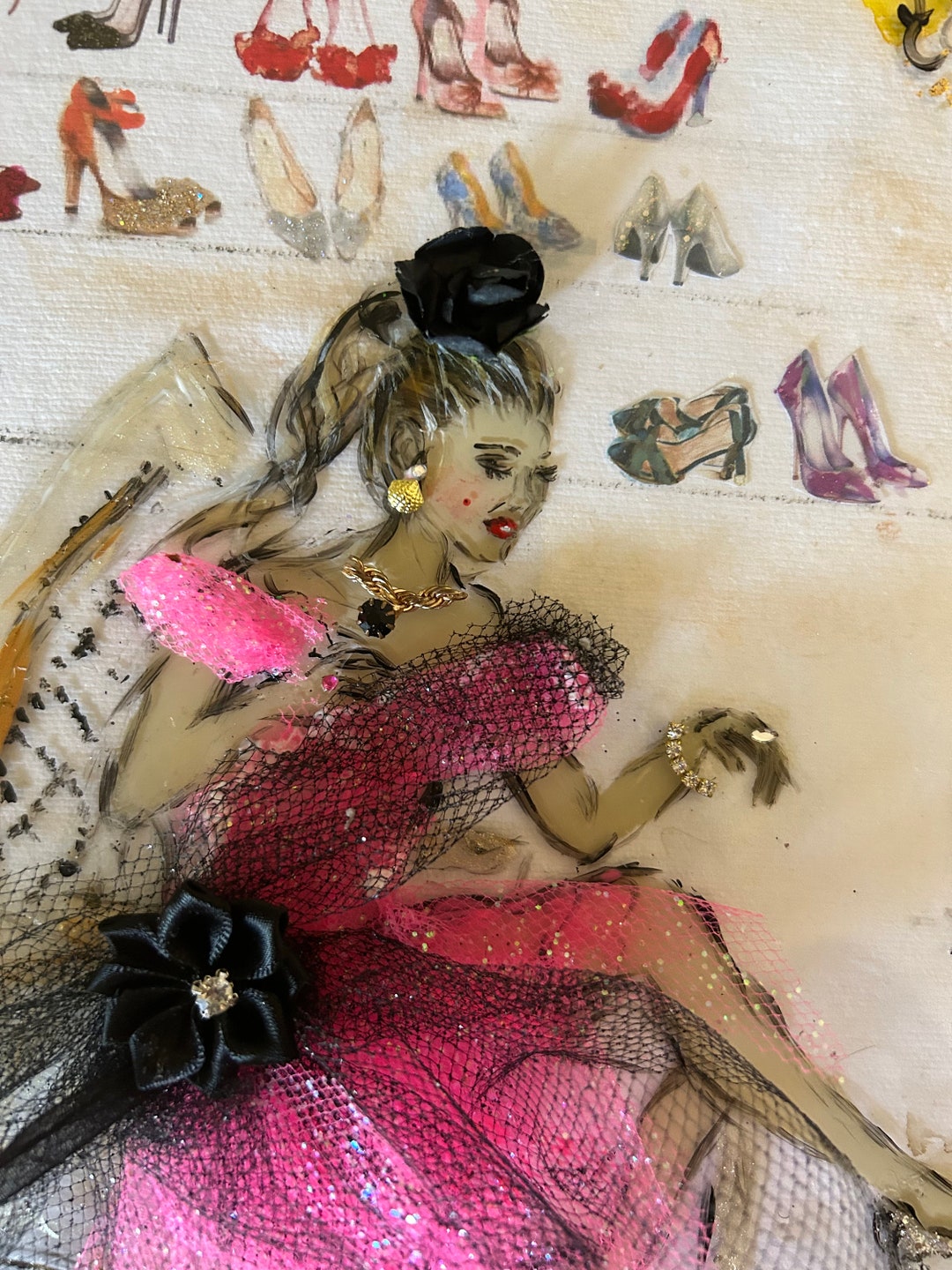 The Vain Mermaid, Original Painting, Girly, Shoes, Woman, Wall Decor ...