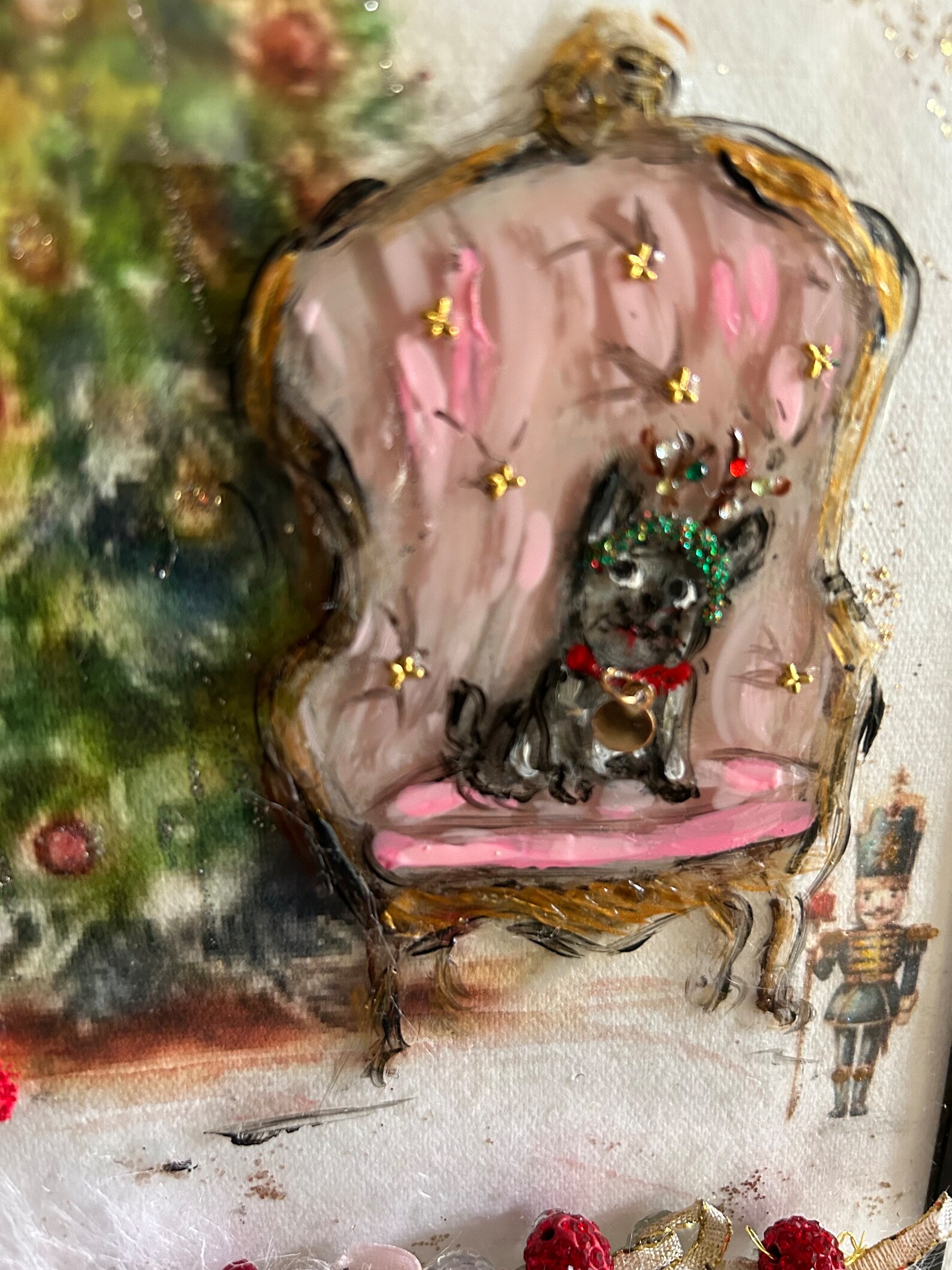 The Vain Mermaid, Xmas Art, Christmas, Painting, Decor, Girly, Original ...