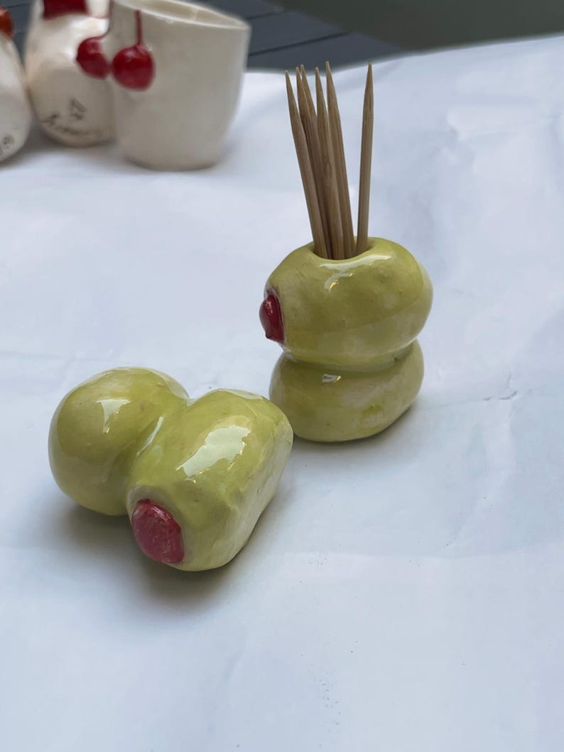 Handmade Ceramic Olive Toothpick Holder | Unique Kitchen Decor | Funny ...