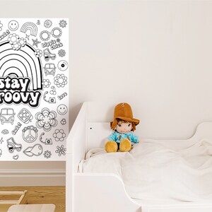 Printable Coloring Poster 3' X 4' Hippie Girl Stay Groovy - Etsy