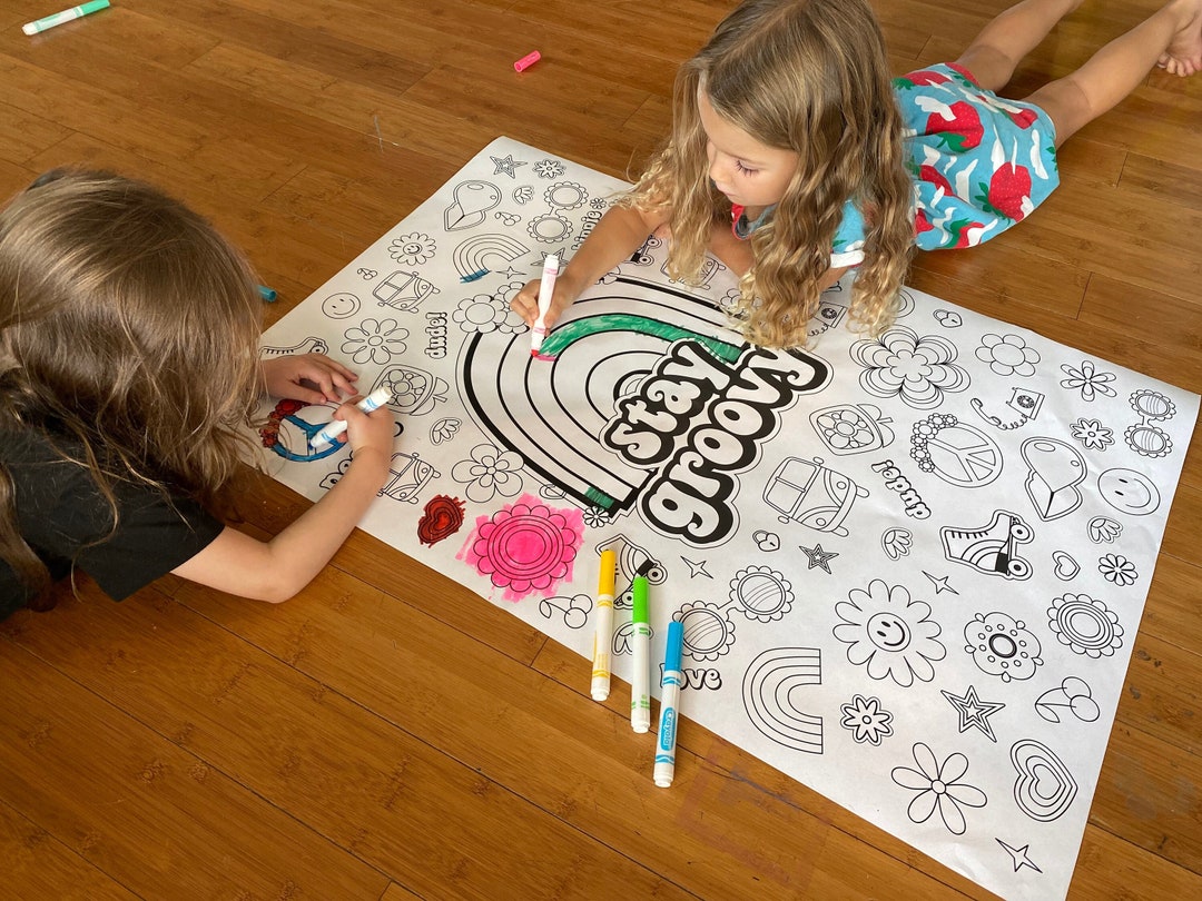 Printable Coloring Poster 3' X 4' Hippie Girl Stay Groovy - Etsy