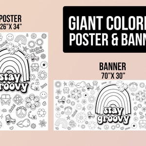 Printable Coloring Poster 3' X 4' Hippie Girl Stay Groovy - Etsy