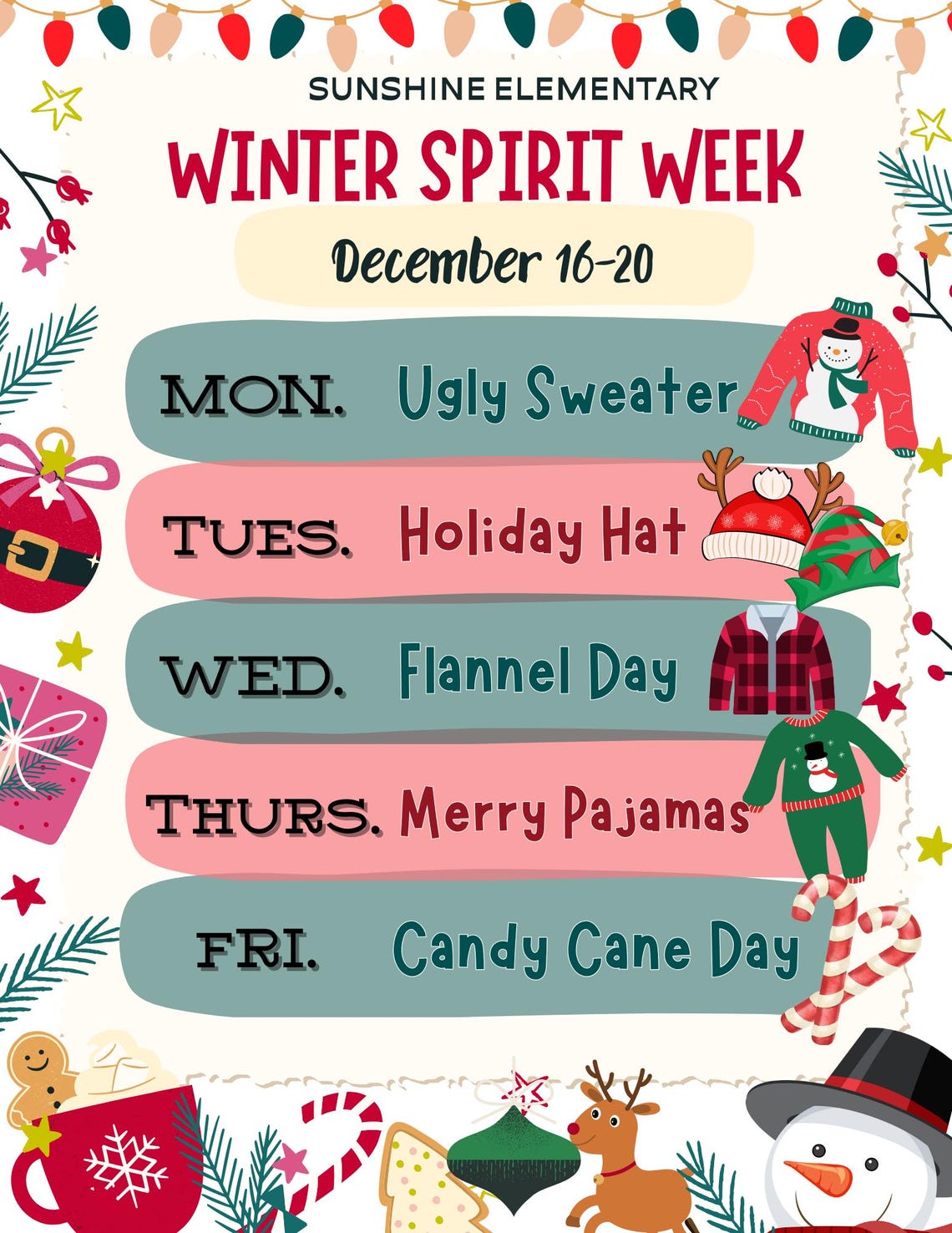 Winter Spirit Week Flyer & Social Media Story - Etsy