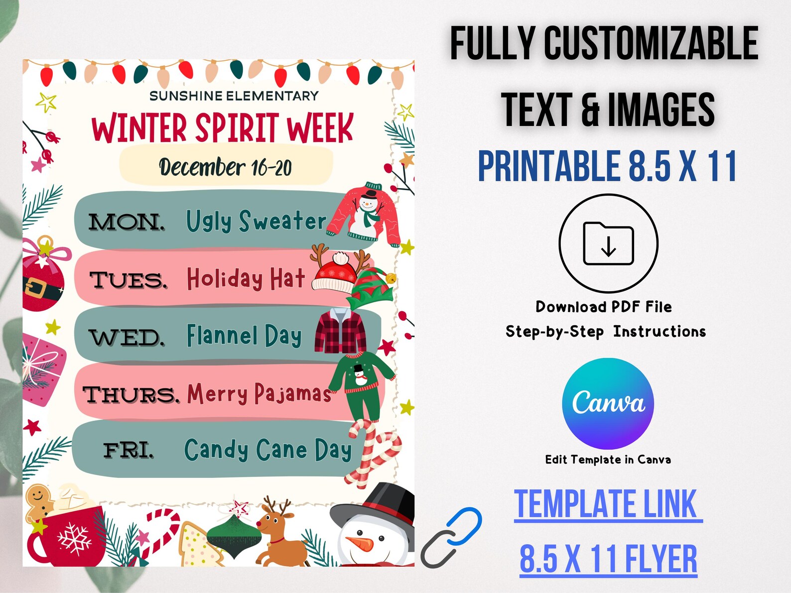 Winter Spirit Week Flyer & Social Media Story - Etsy
