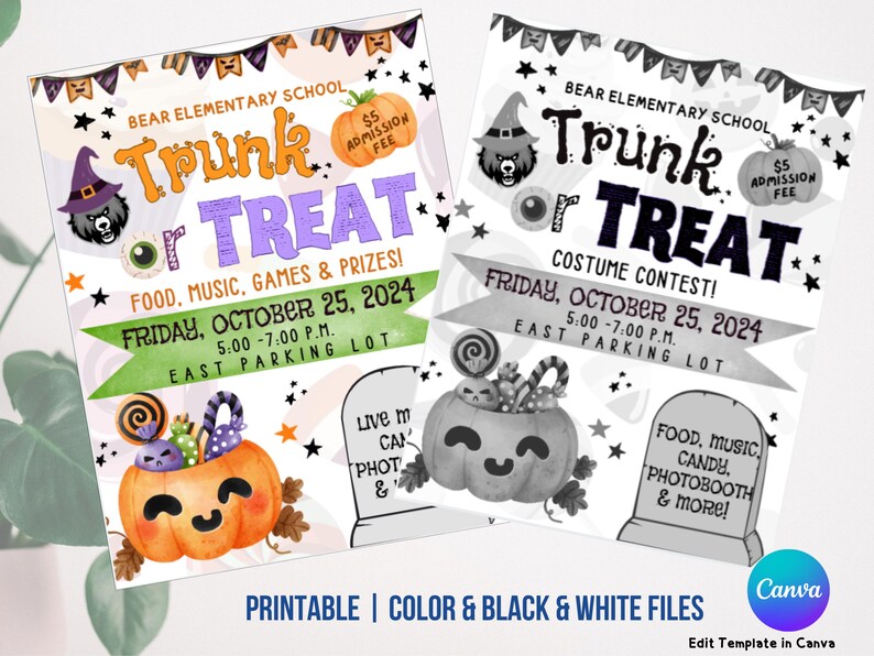Trunk or Treat Flyer, Trunk or Treat Templates for School or Church ...