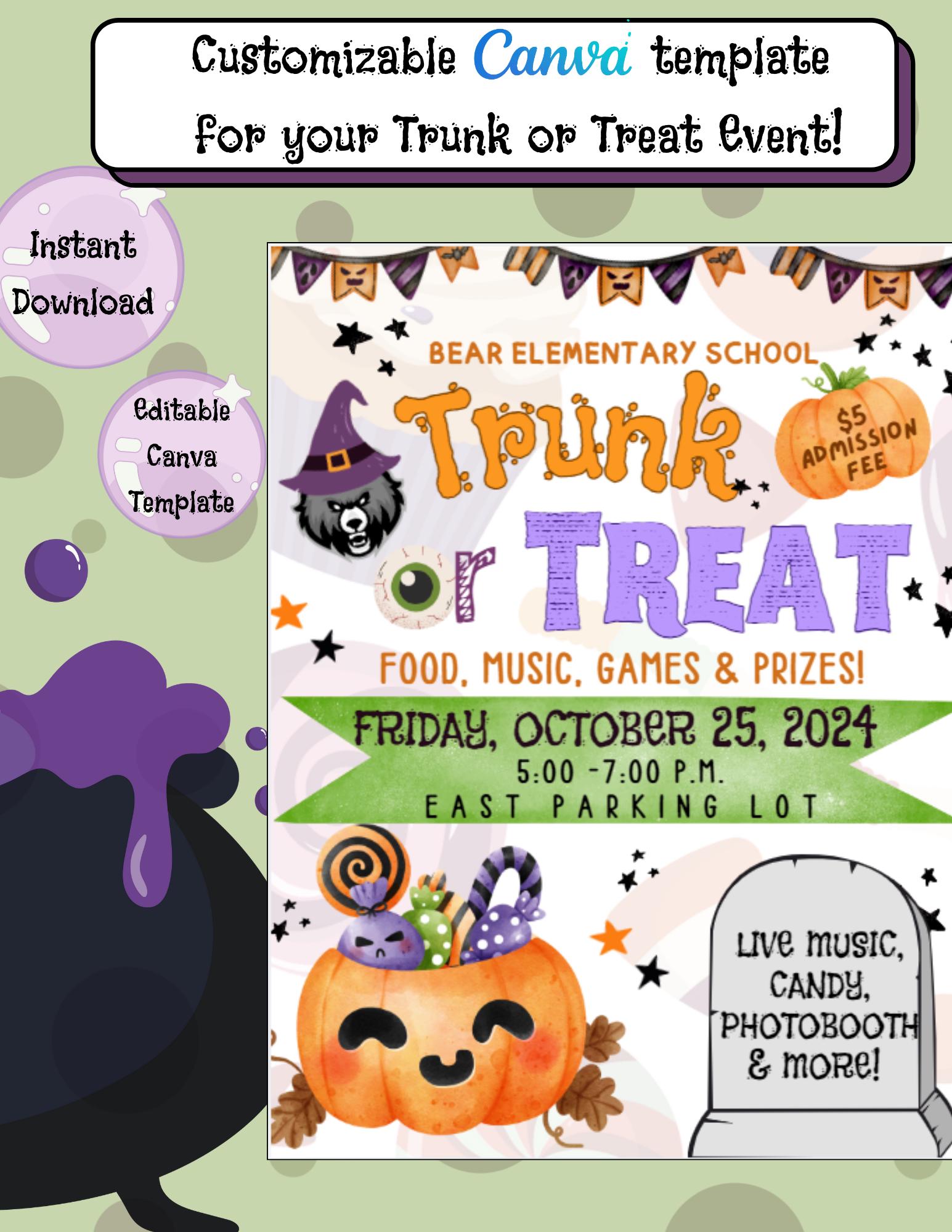 Trunk or Treat Flyer, Trunk or Treat Templates for School or Church ...