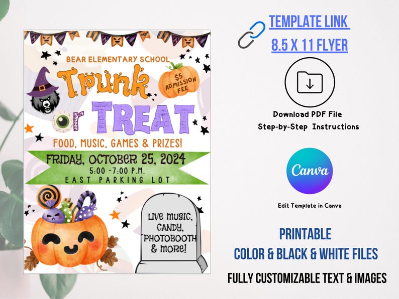 Trunk or Treat Flyer, Trunk or Treat Templates for School or Church ...