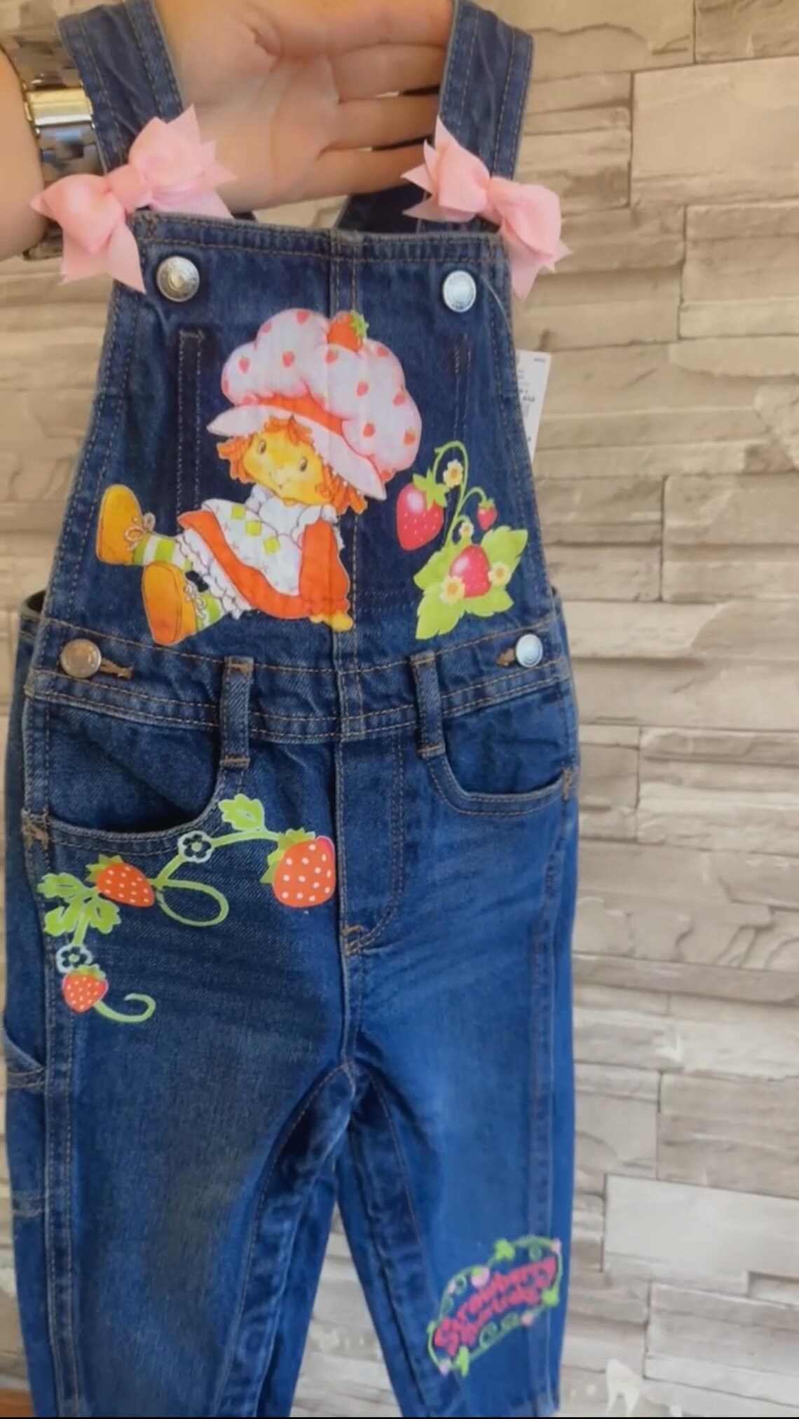 Vintage Denim Strawberry Overalls Kids Jeans Overalls With Strawberry ...