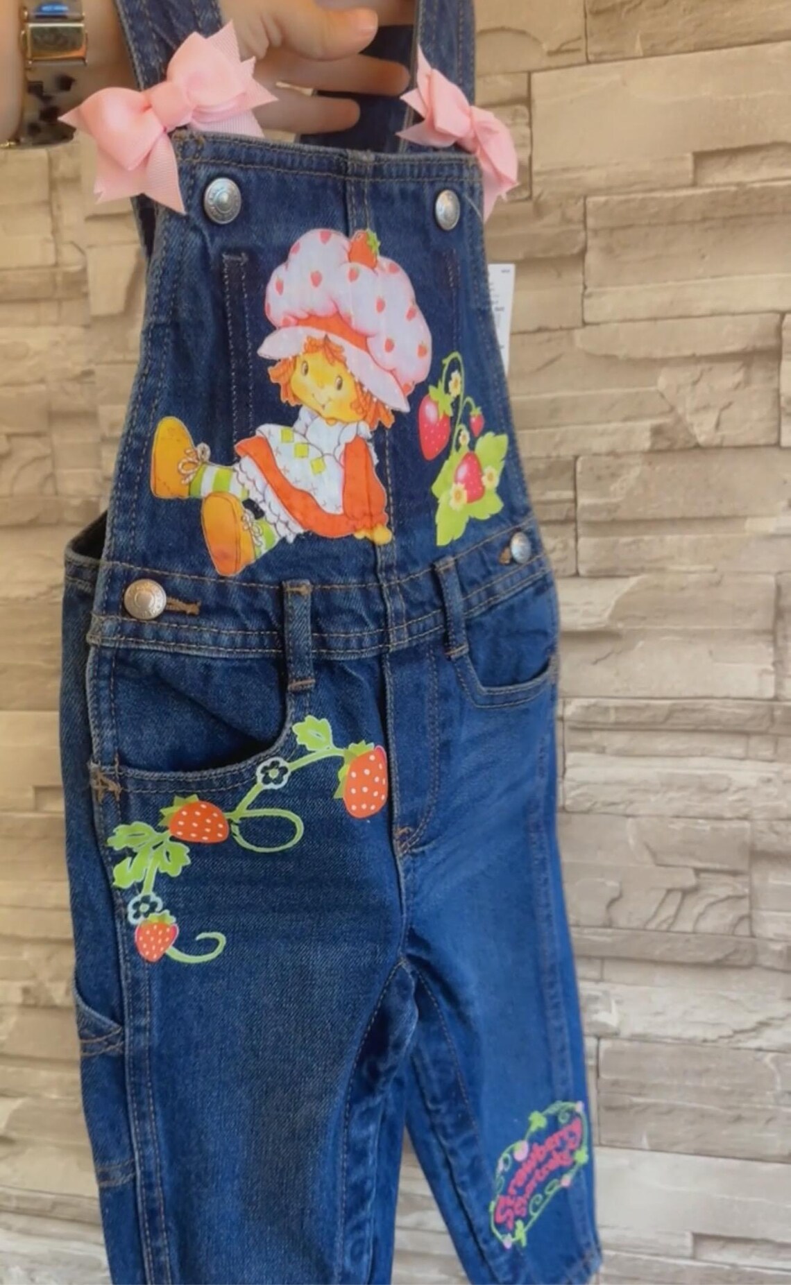Vintage Denim Strawberry Overalls Kids Jeans Overalls With Strawberry ...