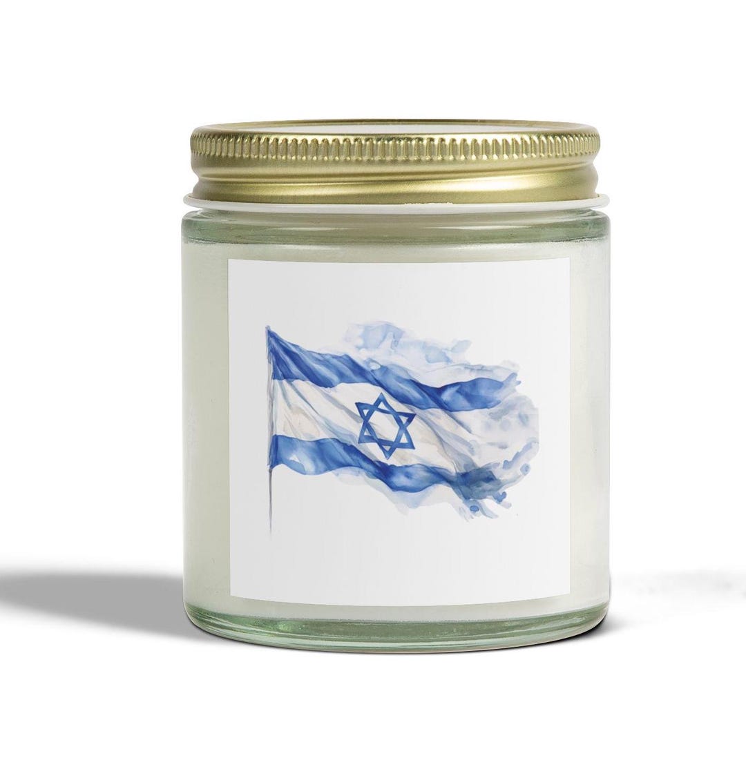 Israeli Flag Candle, Hand-poured Coconut Apricot Wax Scented Candle ...