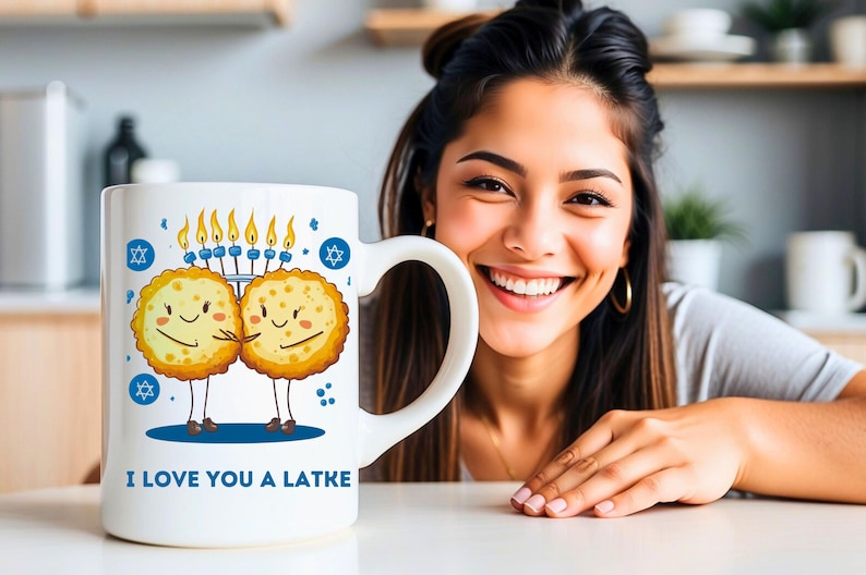 Hanukkah Mug - Funny 'I Love You a Latke' Ceramic Cup, Jewish Holiday ...