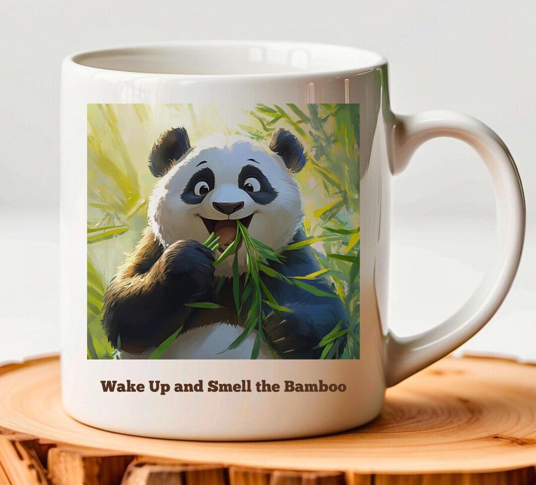 Funny Panda Wake up and Smell the Bamboo Coffee Mug, Tea Cup, Animal ...