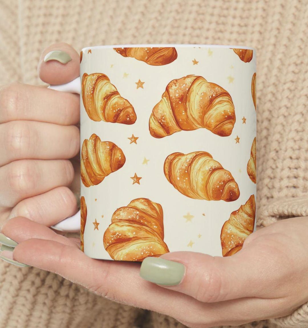 Croissant Mug Baking Lovers Cup, French Pastry Tea Cup, Breakfast ...