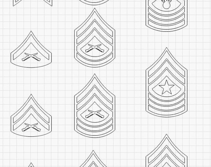 USMC Marine Corps Rank Insignia Chevrons, All Colors, Digital Vector ...