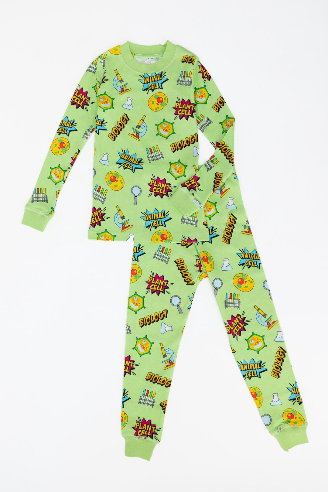 Biology Themed Kid's Pajamas, Science Themed Long John Pajamas, Organic ...