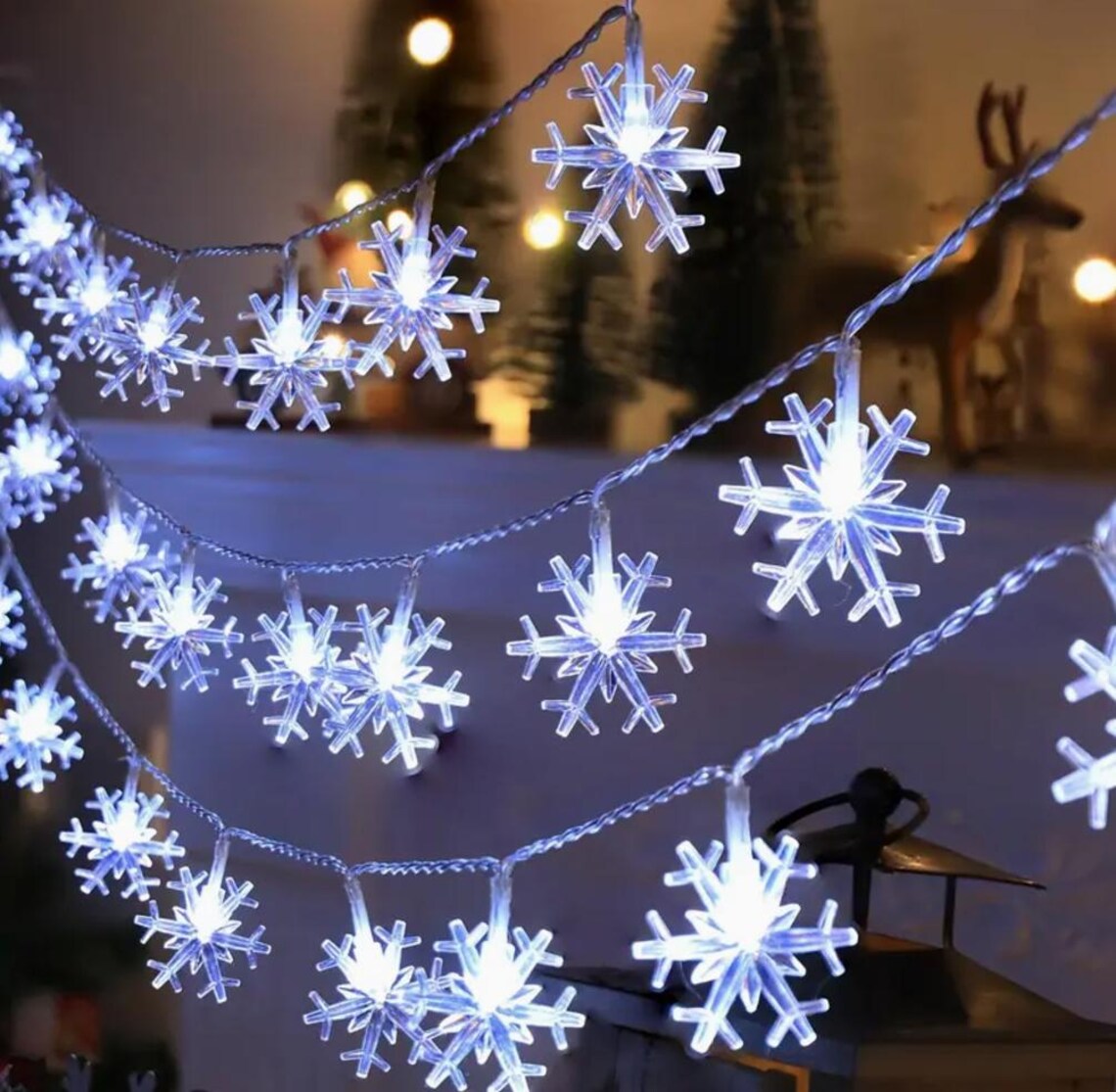 Christmas/snowflake LED String Lights – Battery Powered, Christmas ...
