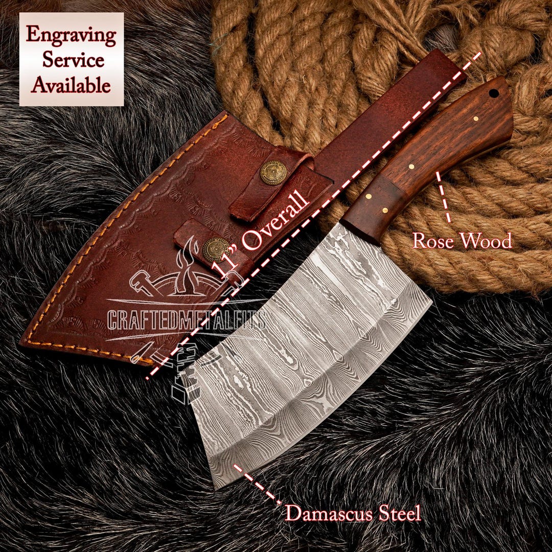 CHEF CHOPPER Knife Damascus Steel Butcher Chopper Engraved Knife Gift ...