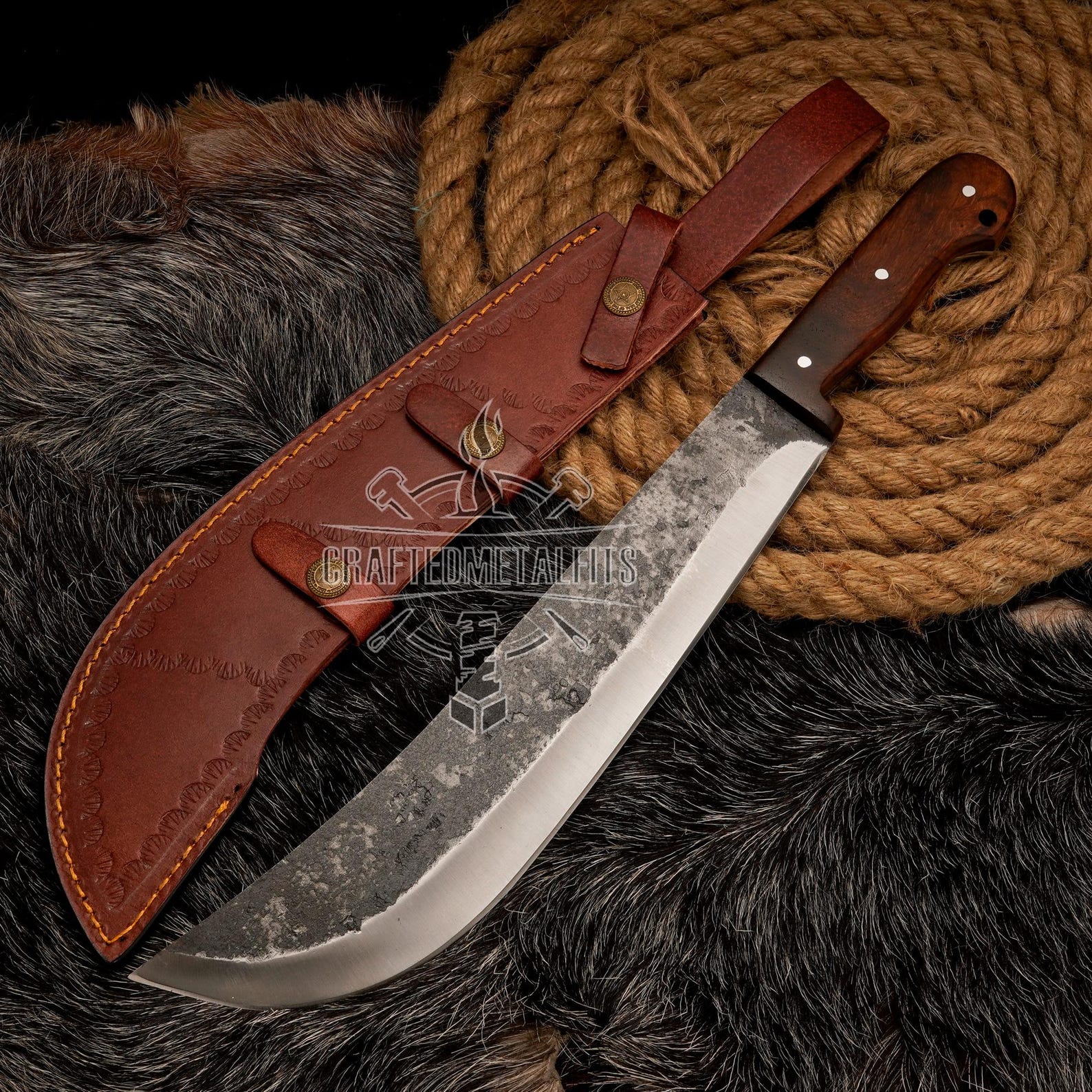 16" Custom Handmade Carbon Steel MACHETE, HATCHET KNIFE Personalized ...