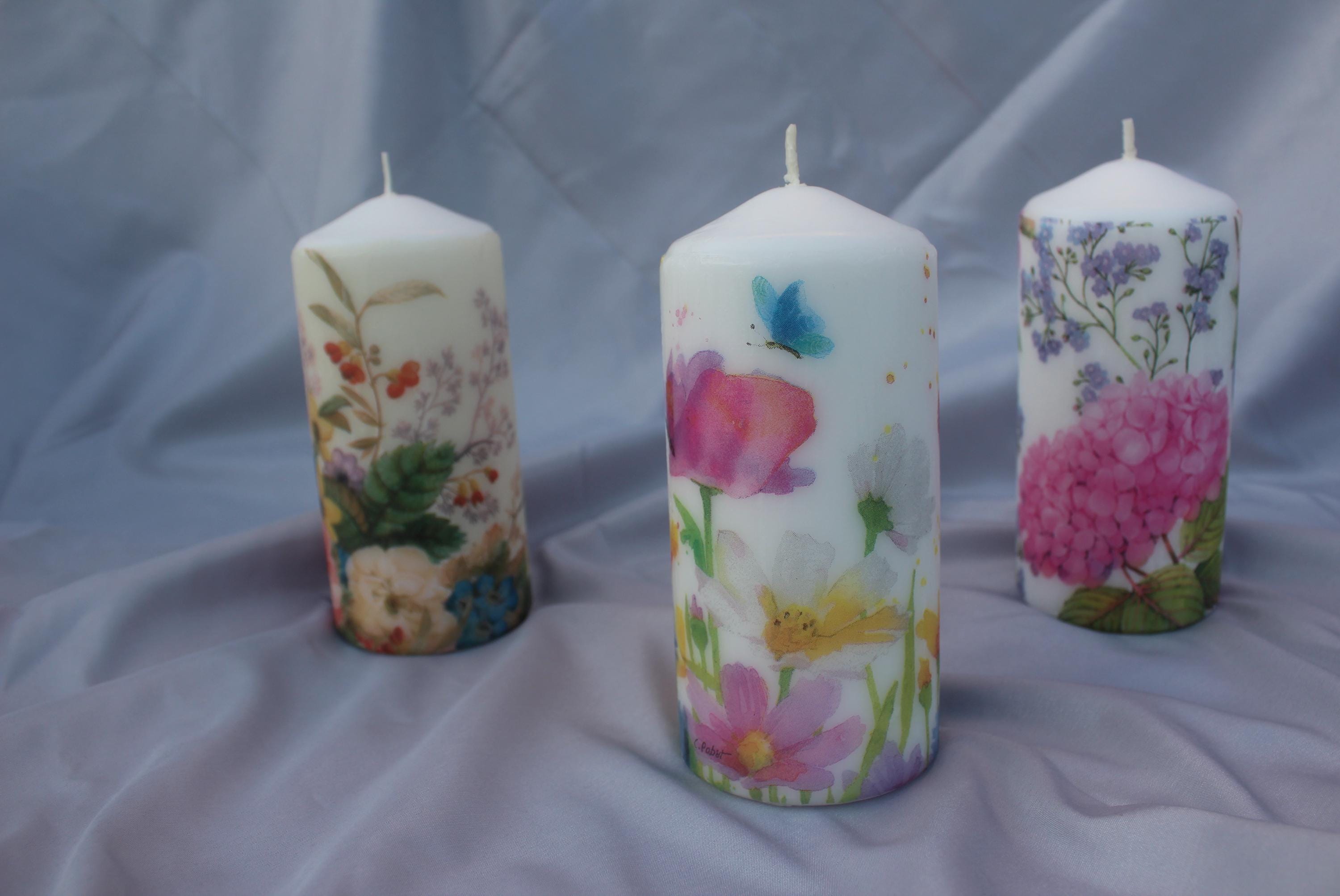 Candle Decoupaged Candles Decoupage Candles Decoupage Candles for Decoupage Candle Mother’s Day ...