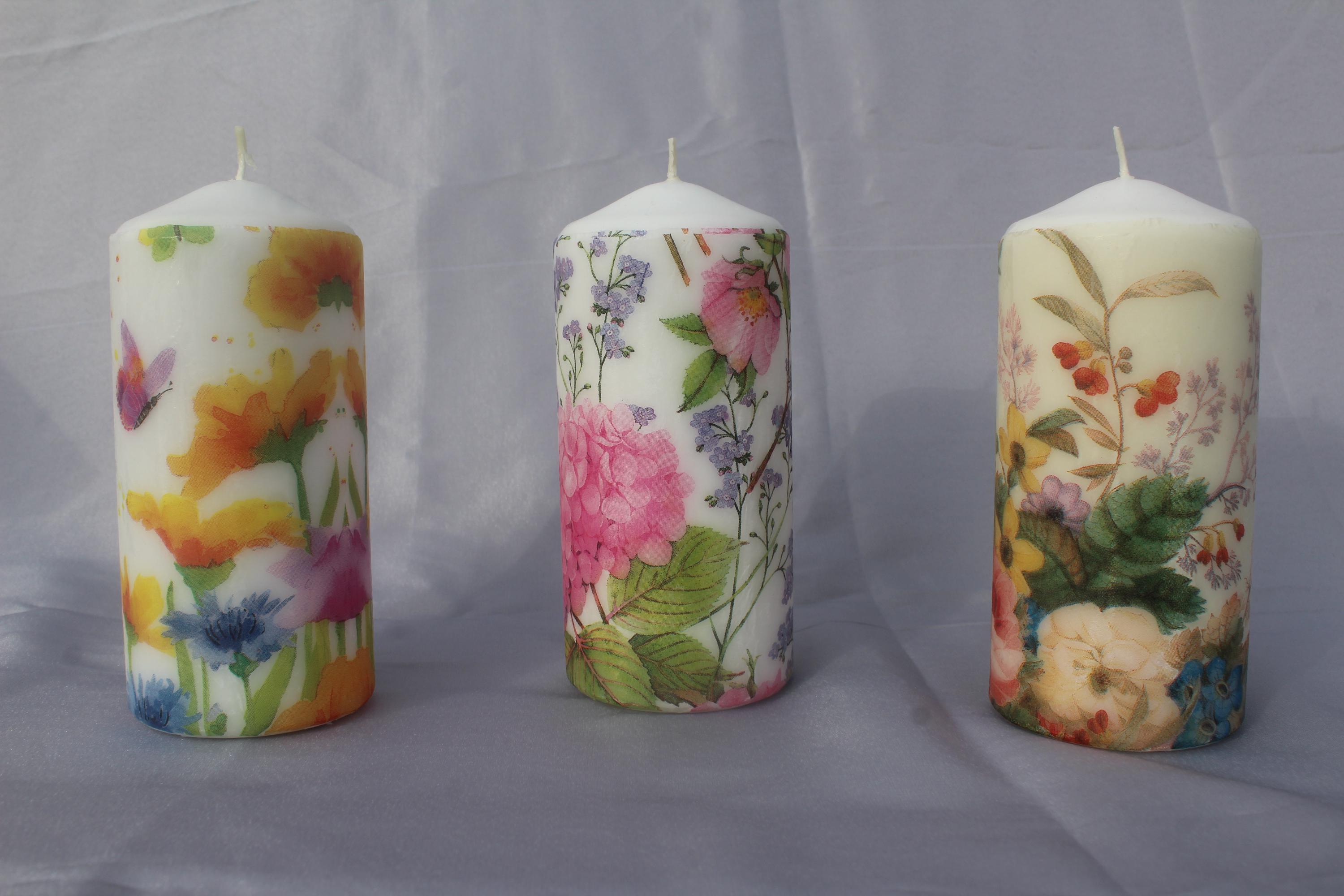 Candle Decoupaged Candles Decoupage Candles Decoupage Candles for Decoupage Candle Mother’s Day ...