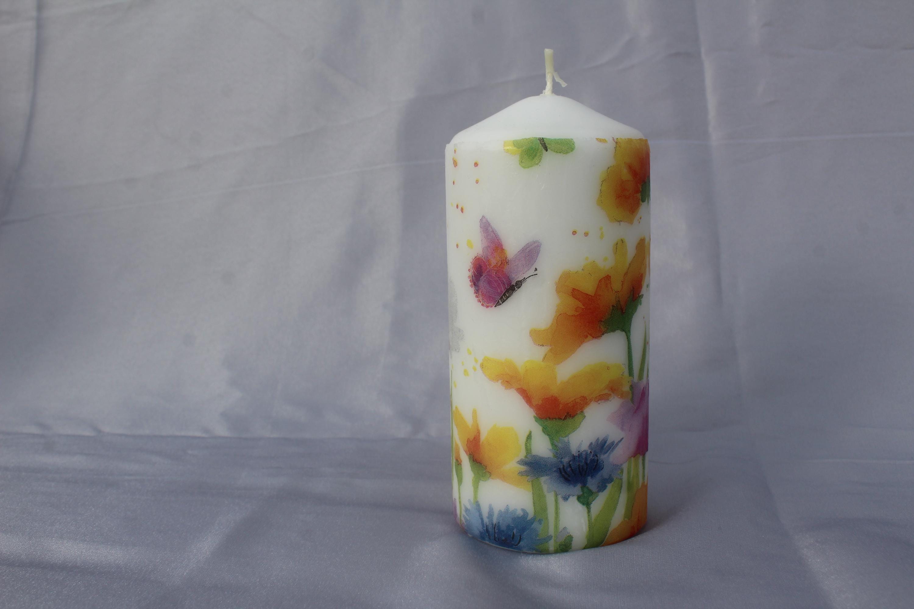 Candle Decoupaged Candles Decoupage Candles Decoupage Candles for Decoupage Candle Mother’s Day ...
